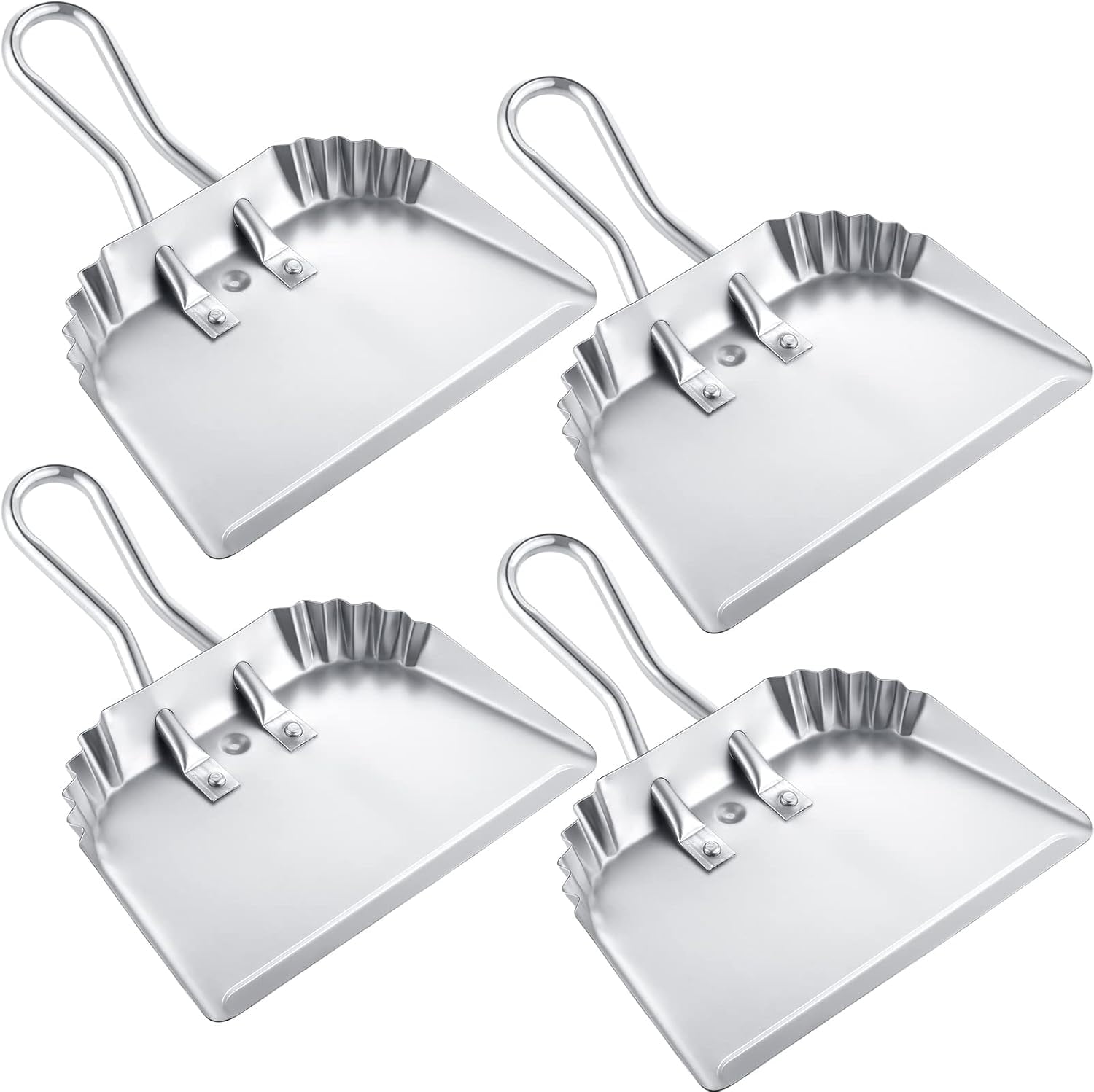 4 Pack Heavy Duty Metal Dustpan Large Wide Dust Pans for Household ...