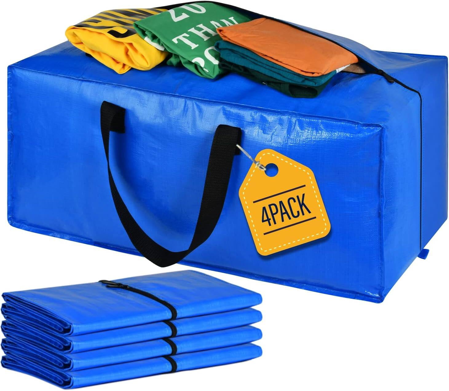Oyajia 4 Pack Heavy Duty Moving Bags, Extra Large Storage Totes, Strong ...