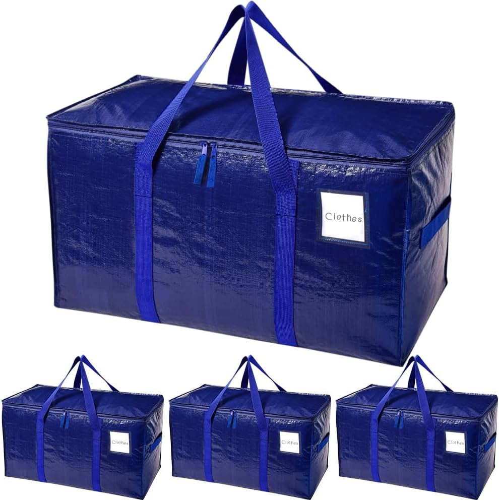 4 Pack Heavy Duty Moving Bags with Zippers, Reinforced Handles and Tag ...