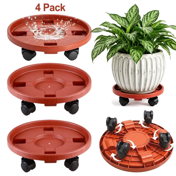 4 Pack Heavy Duty Plant Caddy with Wheels, 11 inch Plant Caddy Base ...