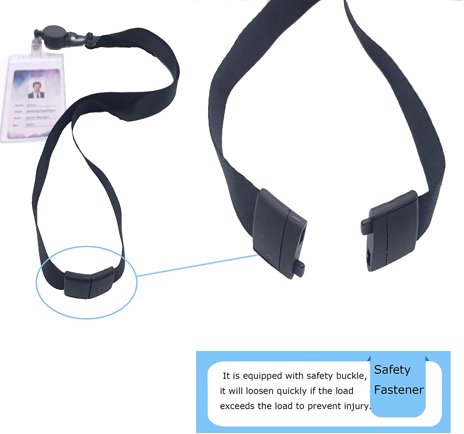 4 Pack Heavy Duty Retractable Black Badge Lanyards and 4 Vertical Style ...