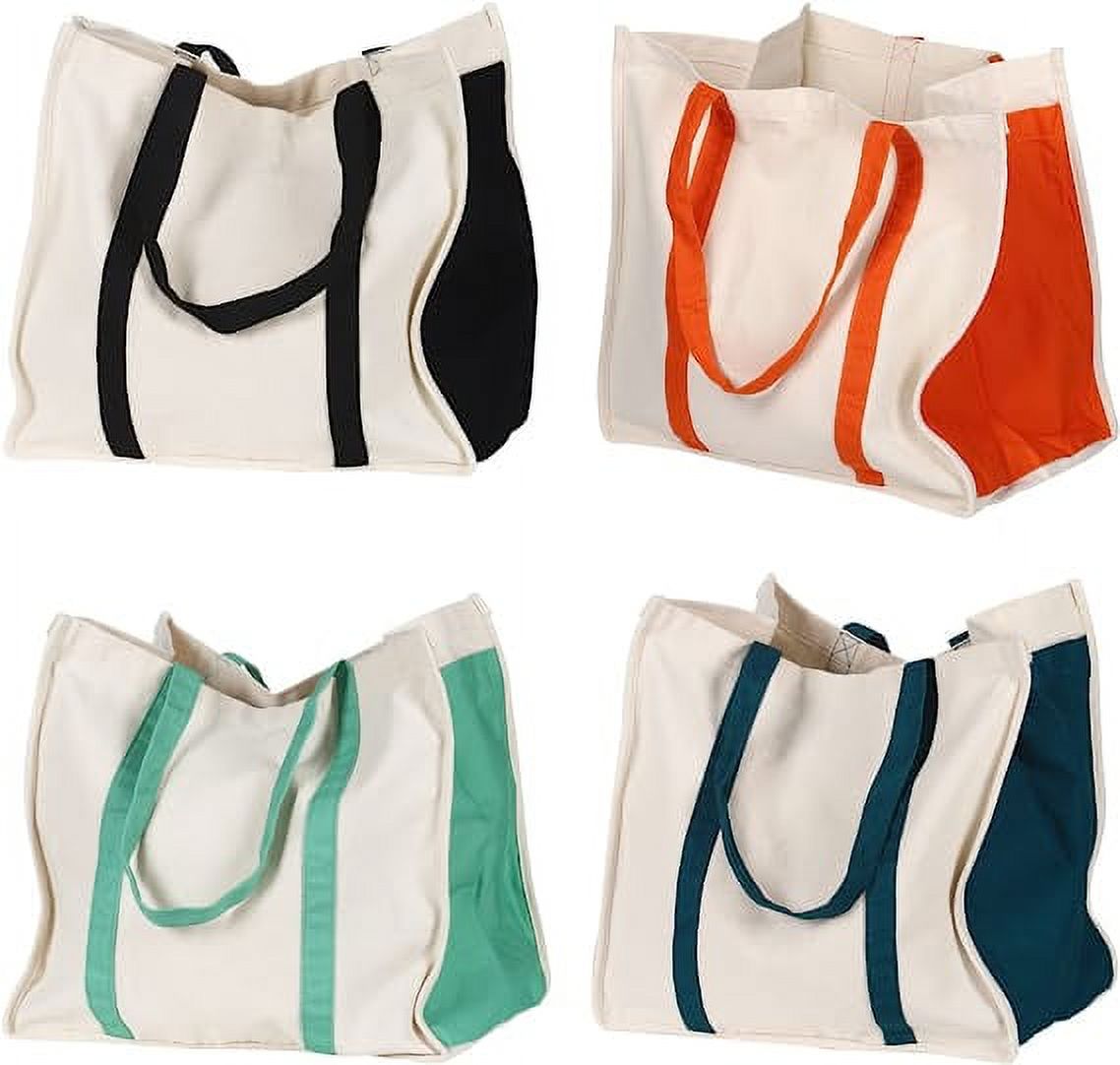 3 Pack of Reusable Canvas Tote Bags for Grocery Shopping (3 Designs ...