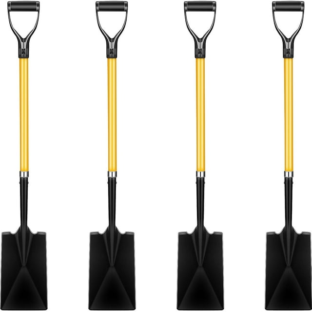 4 Pack Heavy Duty Spade Shovel 43 Inch Long Metal Shovel with D Handel ...