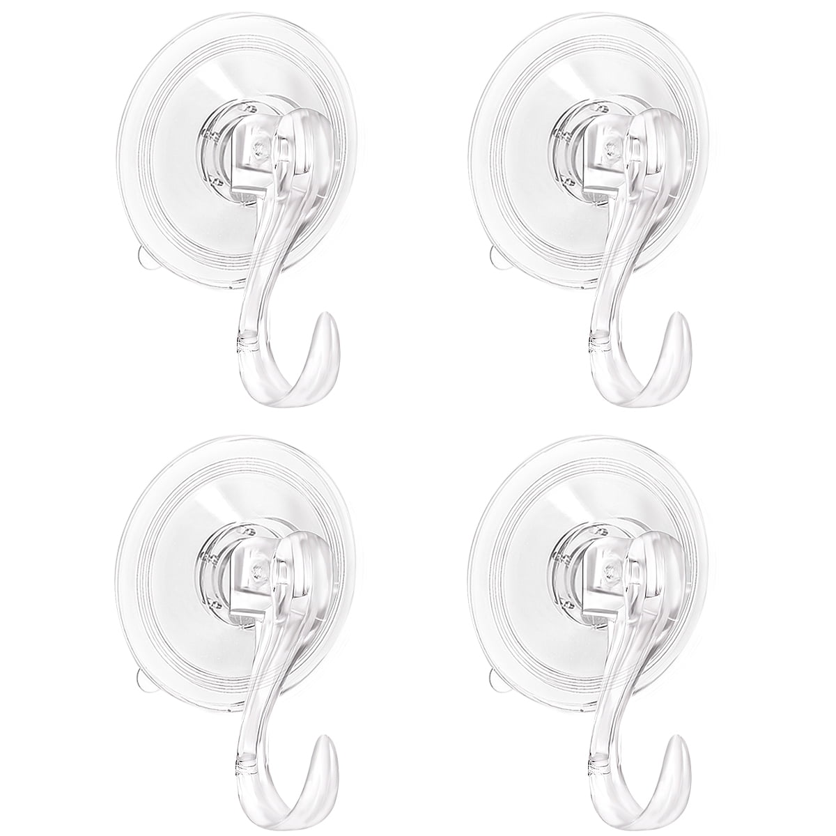 Walmart 4-Pack Heavy Duty Suction Cup Hooks - Clear, Reusable Holders ...