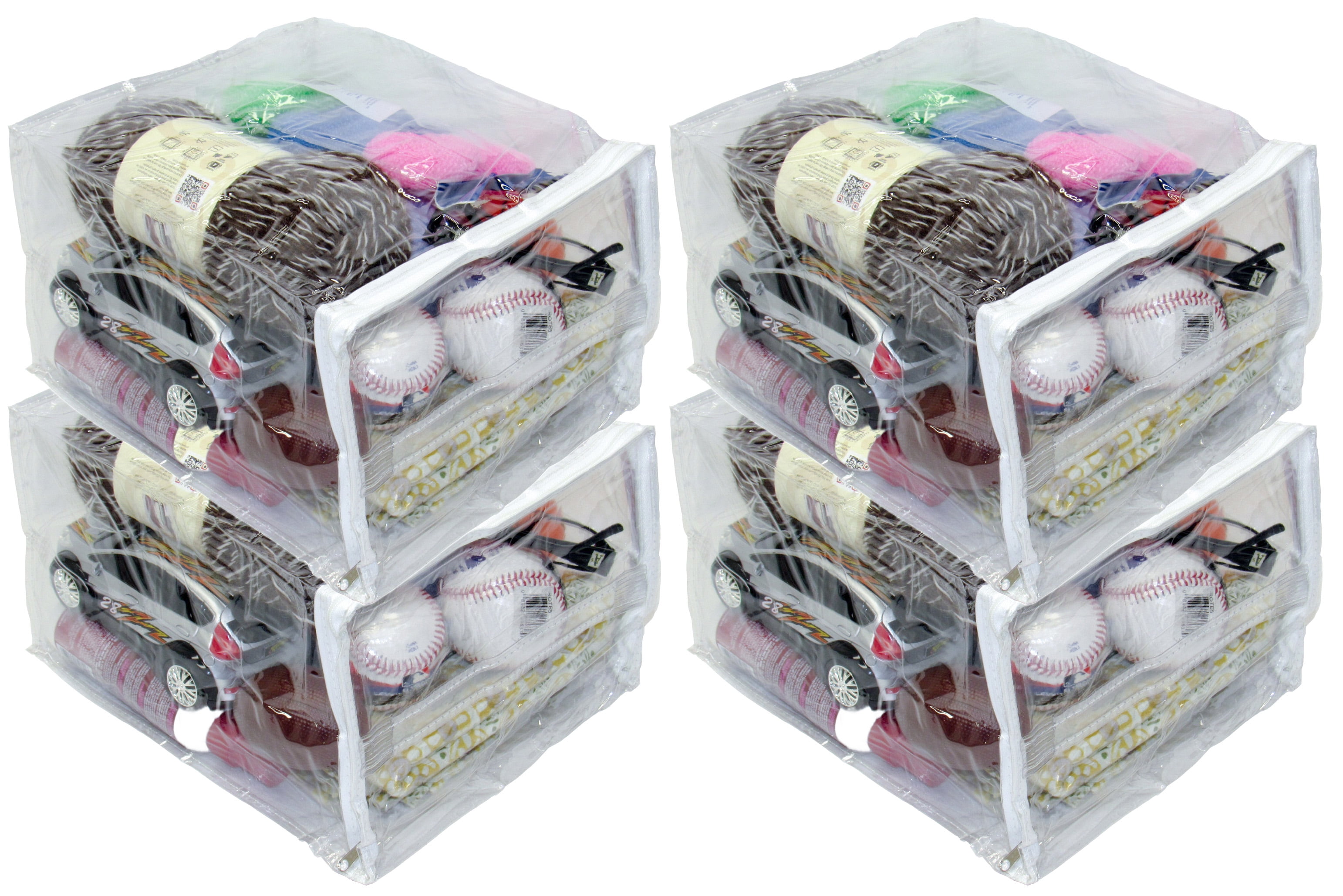 4-Pack Heavy Duty Vinyl Zippered See-Through Storage Bags (Clear) (9" x ...