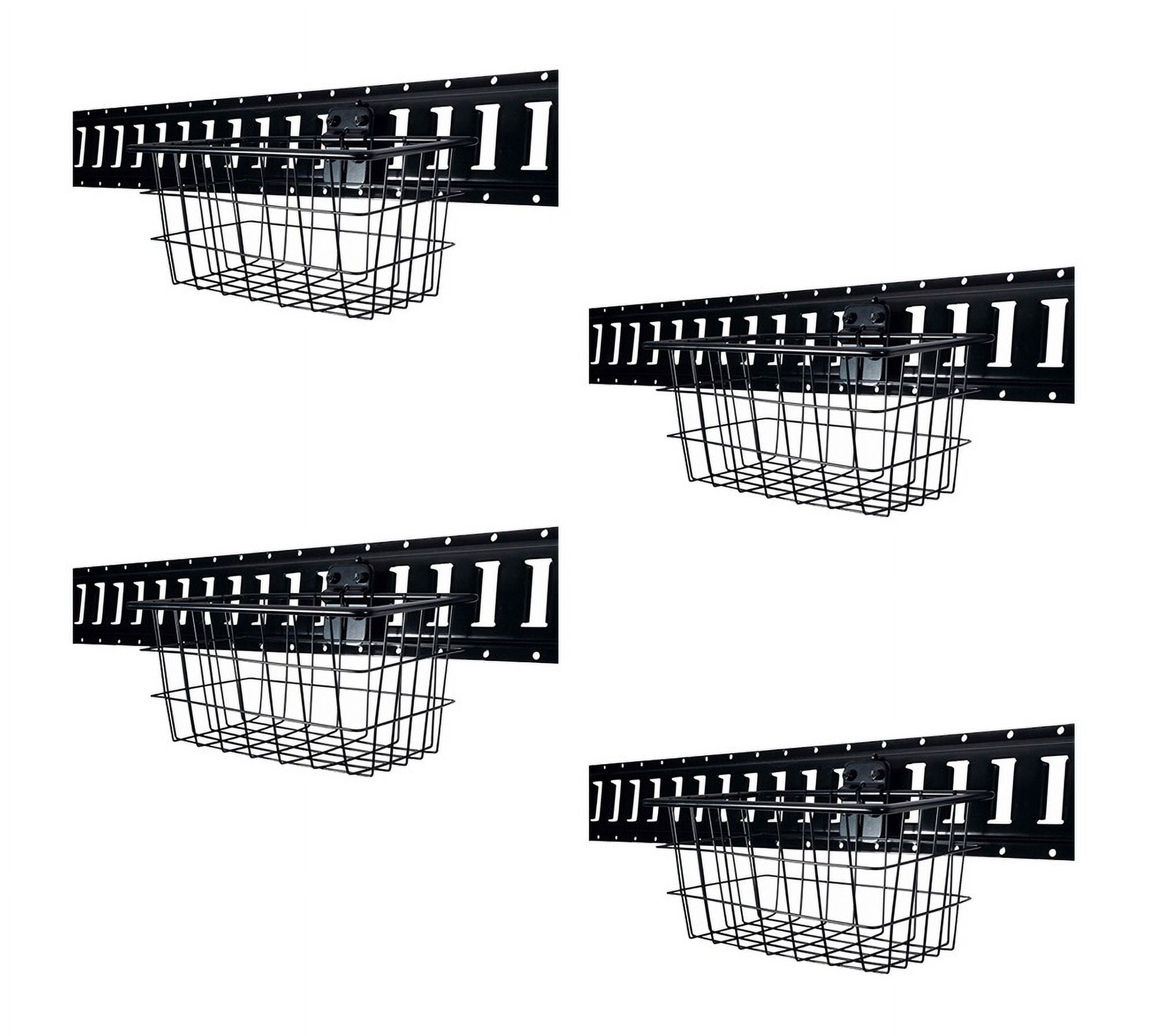 (4 Pack) Heavy duty E-Track Basket - Wall Mount Bolt-on Wire Basket ...