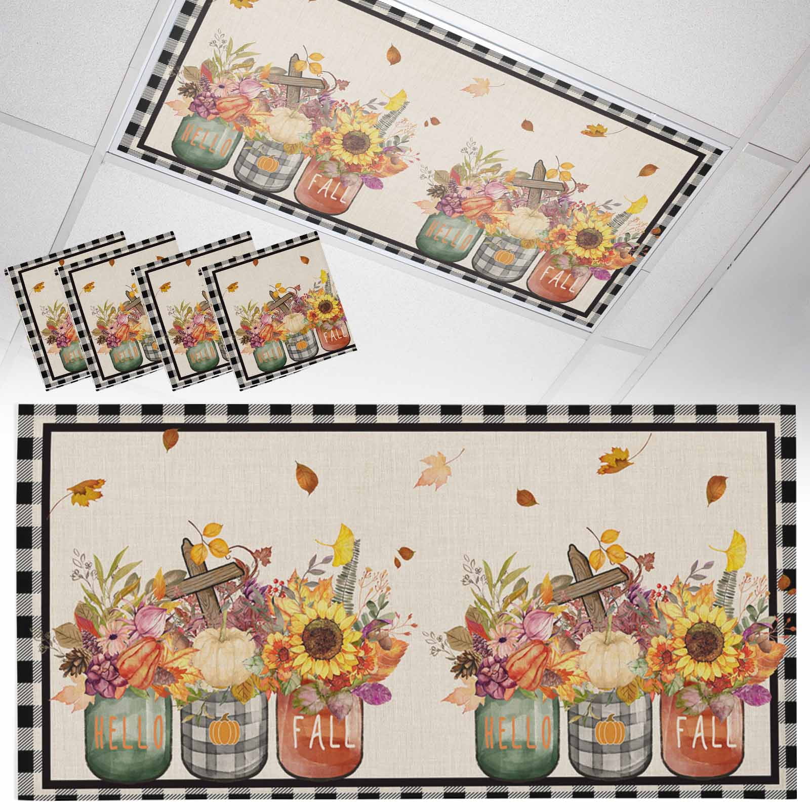 4 Pack Hello Fall Fluorescent Light Covers for Ceiling Lights Farm ...