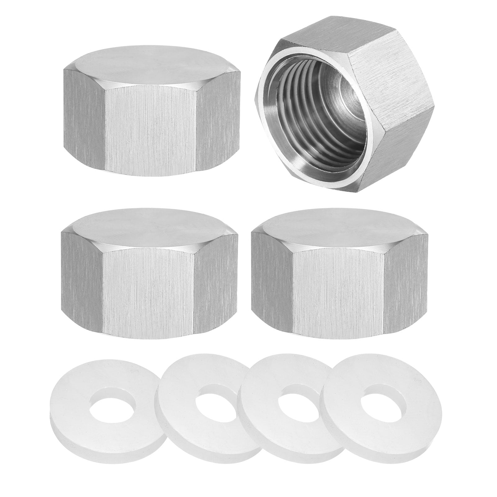 4 Pack Hex End Cap, 304 Stainless Steel PT 1/2" Female Pipe Fitting ...