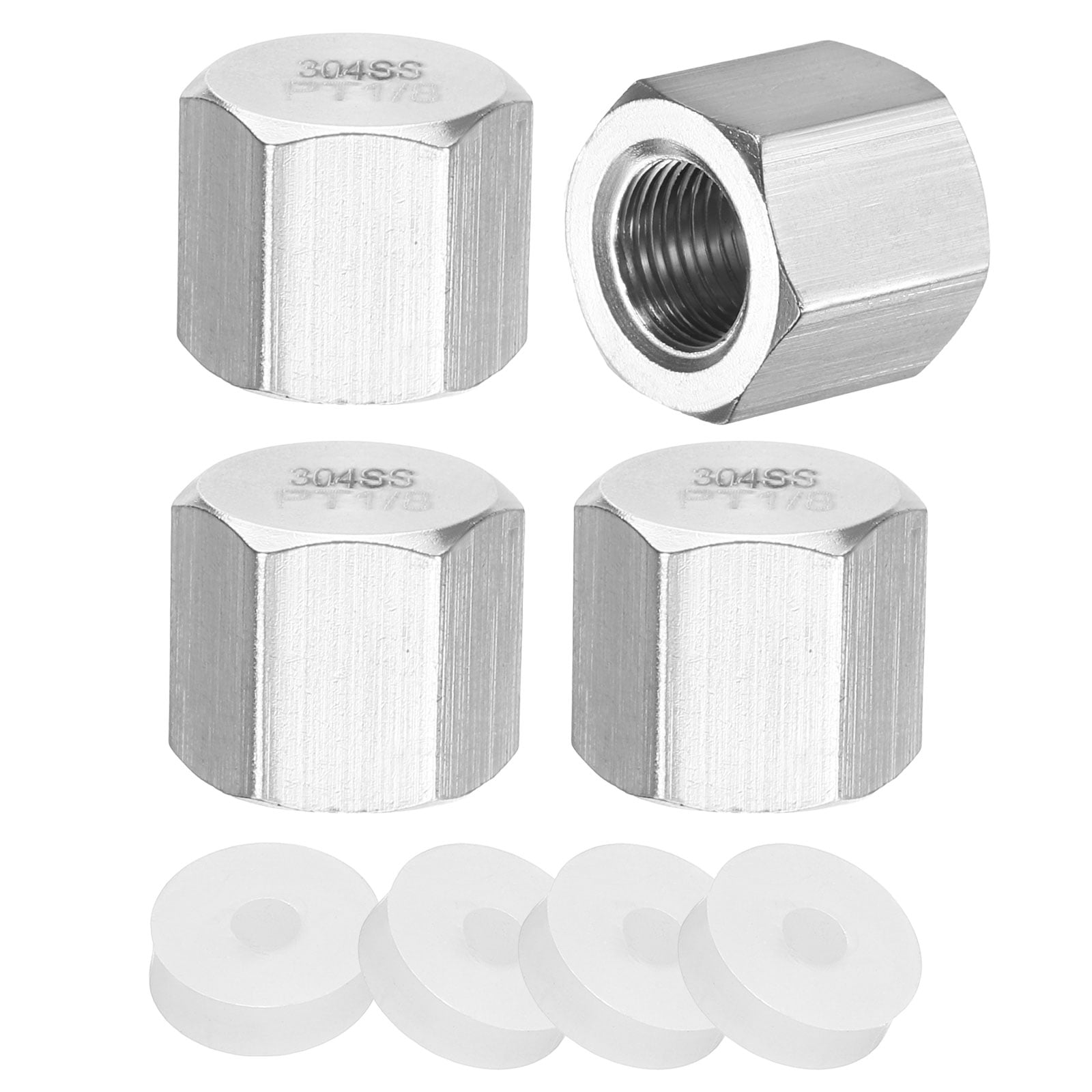 4 Pack Hex End Cap, 304 Stainless Steel PT 1/8" Female Pipe Fitting ...