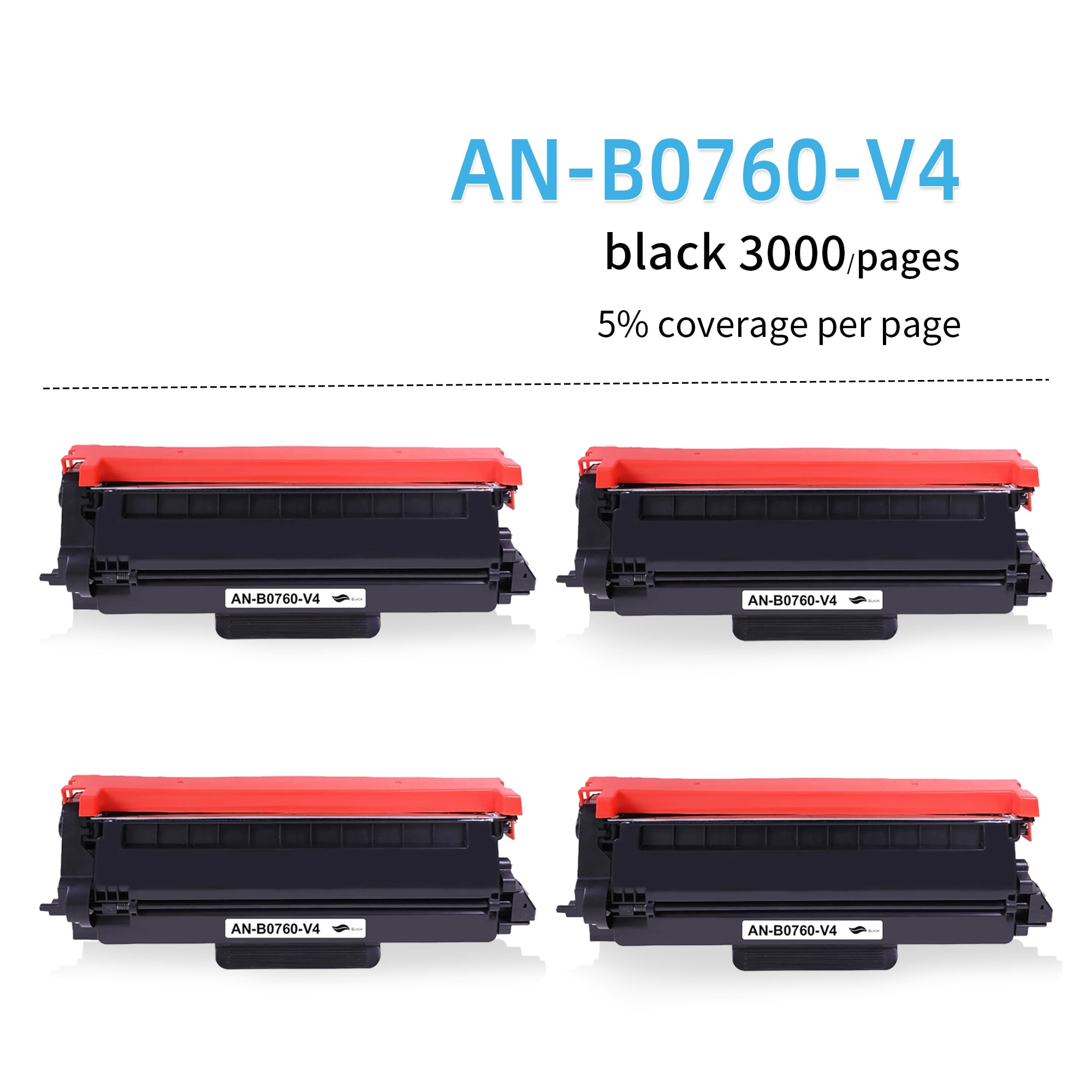 4-Pack High Capacity Toner Cartridge, AN-B0760-V4, Compatible for ...