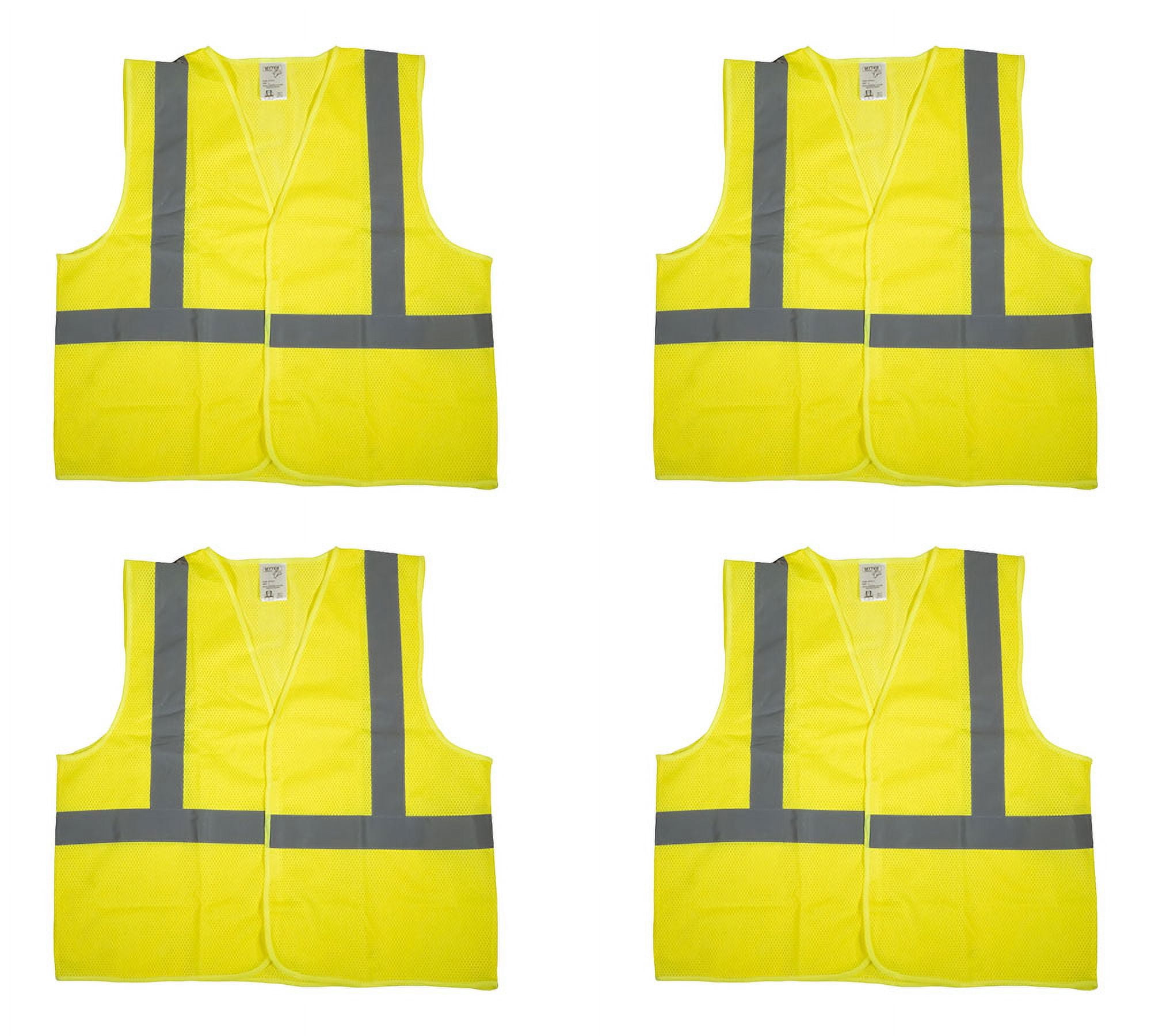 4 Pack High Visibility Lime Yellow Reflective Safety Vest (L) - Type R ...