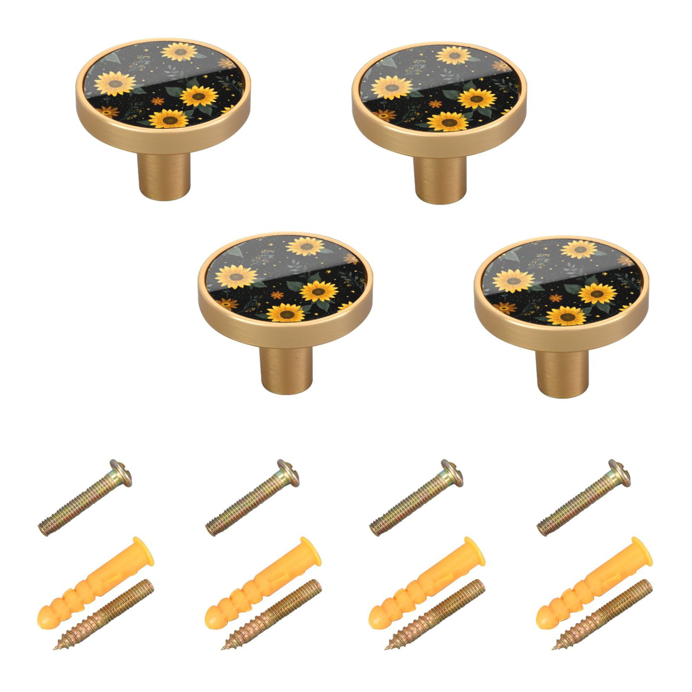 4-Pack Home Cabinet Knob Furniture Drawer Knob for Cabinets & Walls 32mm Diameter Yellow ...