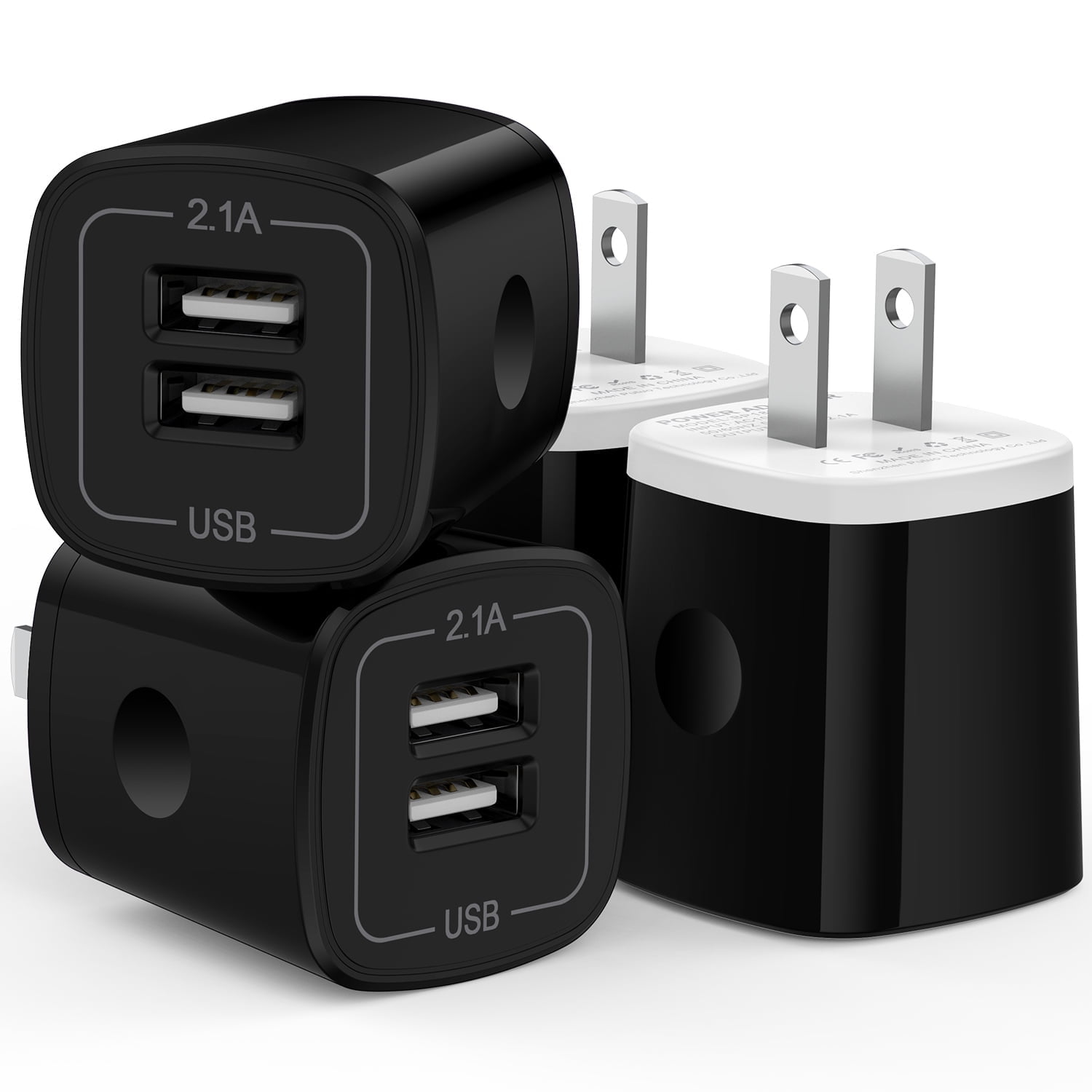 4 Pack Hootek USB Wall Charger Block 2.1A Dual Port USB Charger Block ...