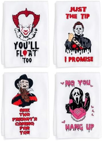 4 Pack Horror Movie Character Kitchen Dish Towels (23×15"): Halloween ...