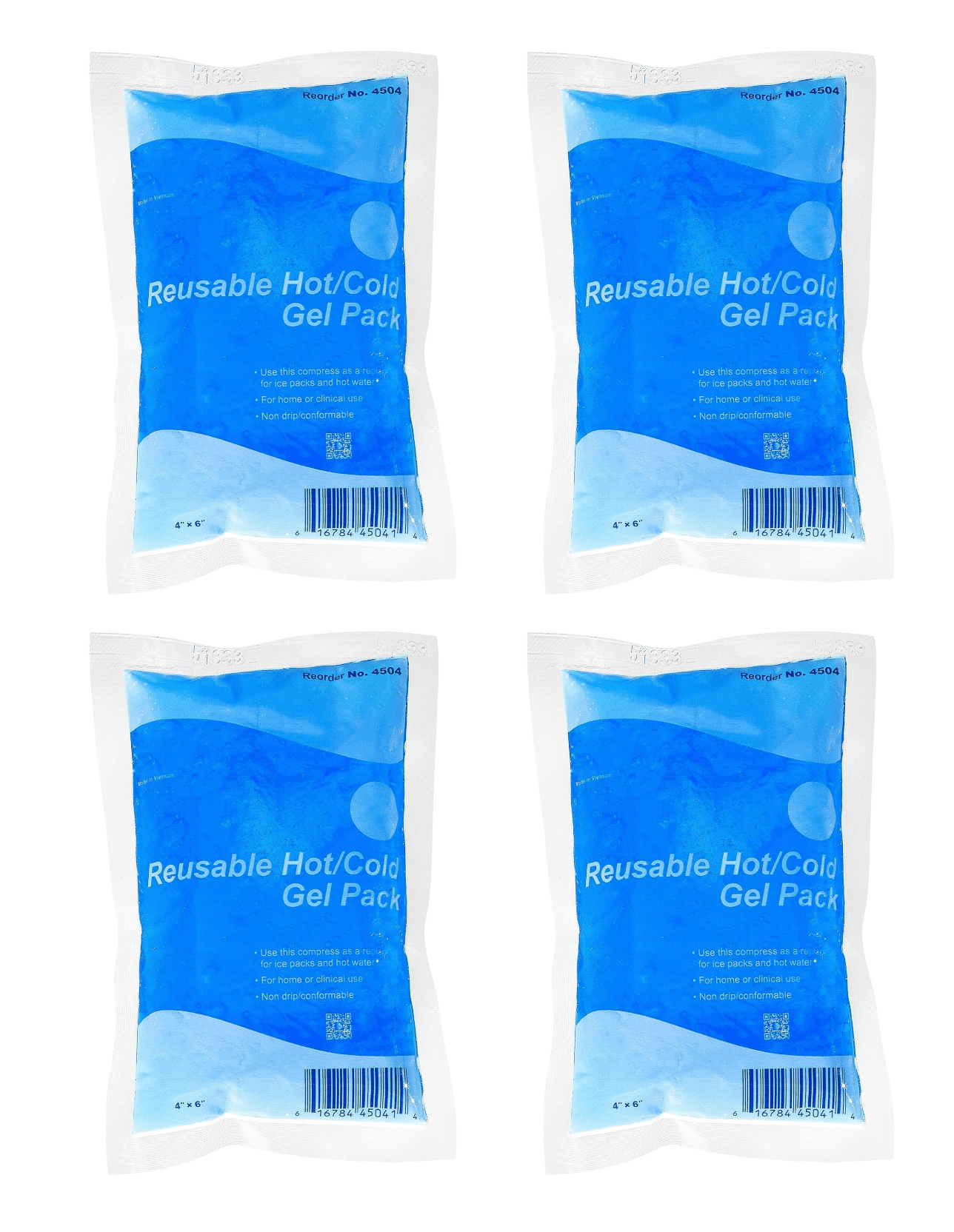 4 Pack Hot & Cold Gel Pack Pain Relief Reusable 4" x 6" Soothing Soft ...