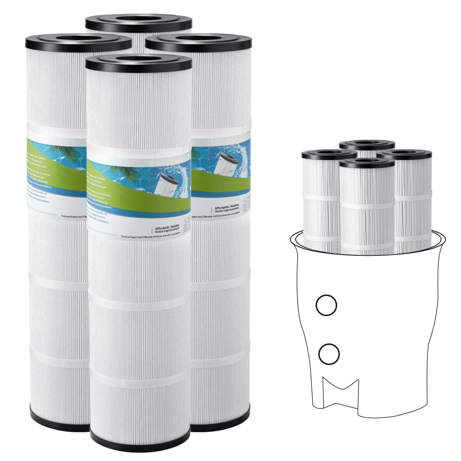 4-Pack Hot Tub Filter Cartridges - 105 Sq. Ft Replacement for Pentair ...