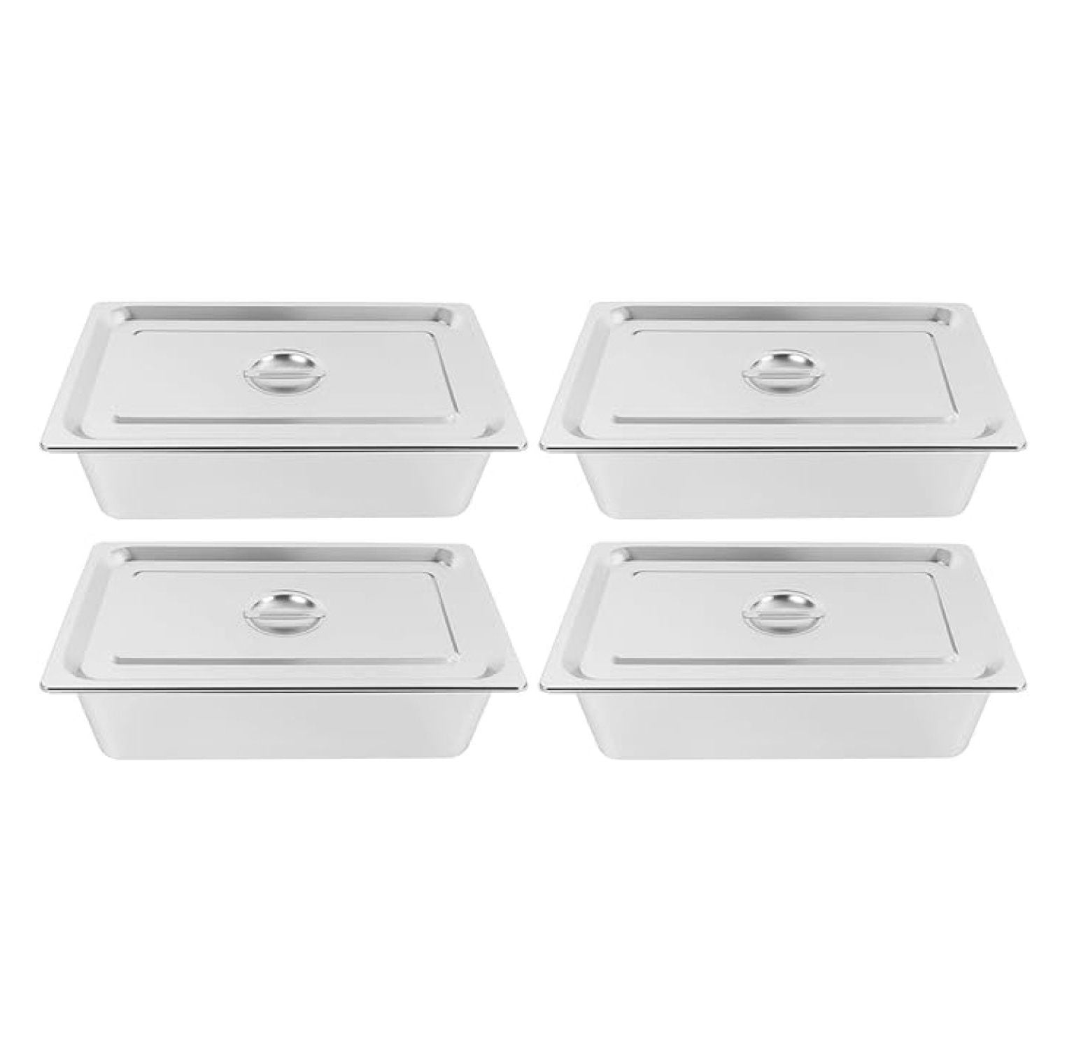 4 Pack Hotel Pan 5.9-Inch Deep Table Pan with Lid 21.26" L x 12.6" W ...