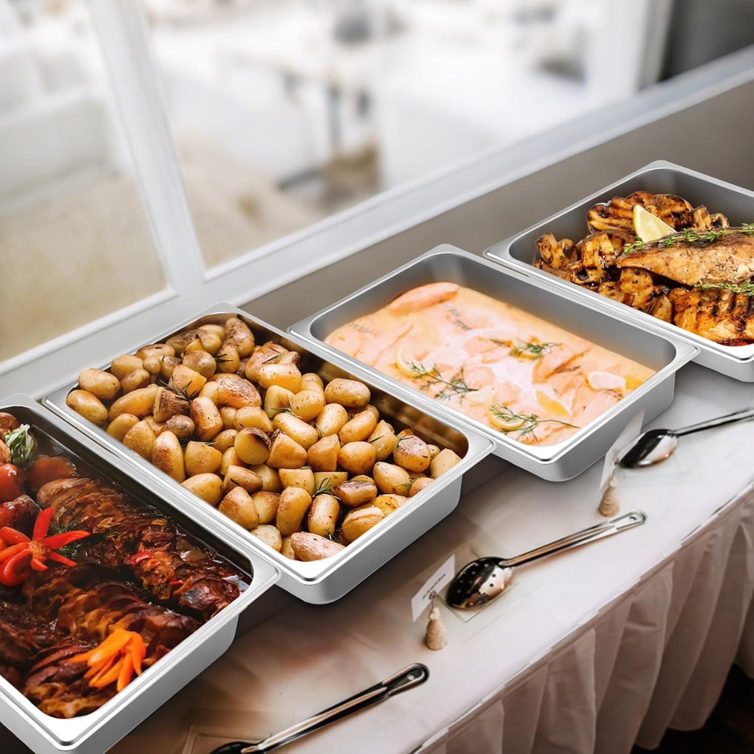 4 Pack Hotel Pans, 1/1 Full Size 2.5 Inch Deep Steam Table Pan ...