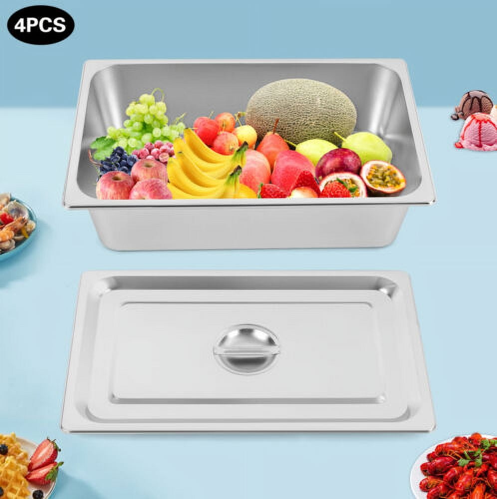 4 Pack Hotel Pans Steam Table Pans Stainless Steel Commercial Food Pans ...