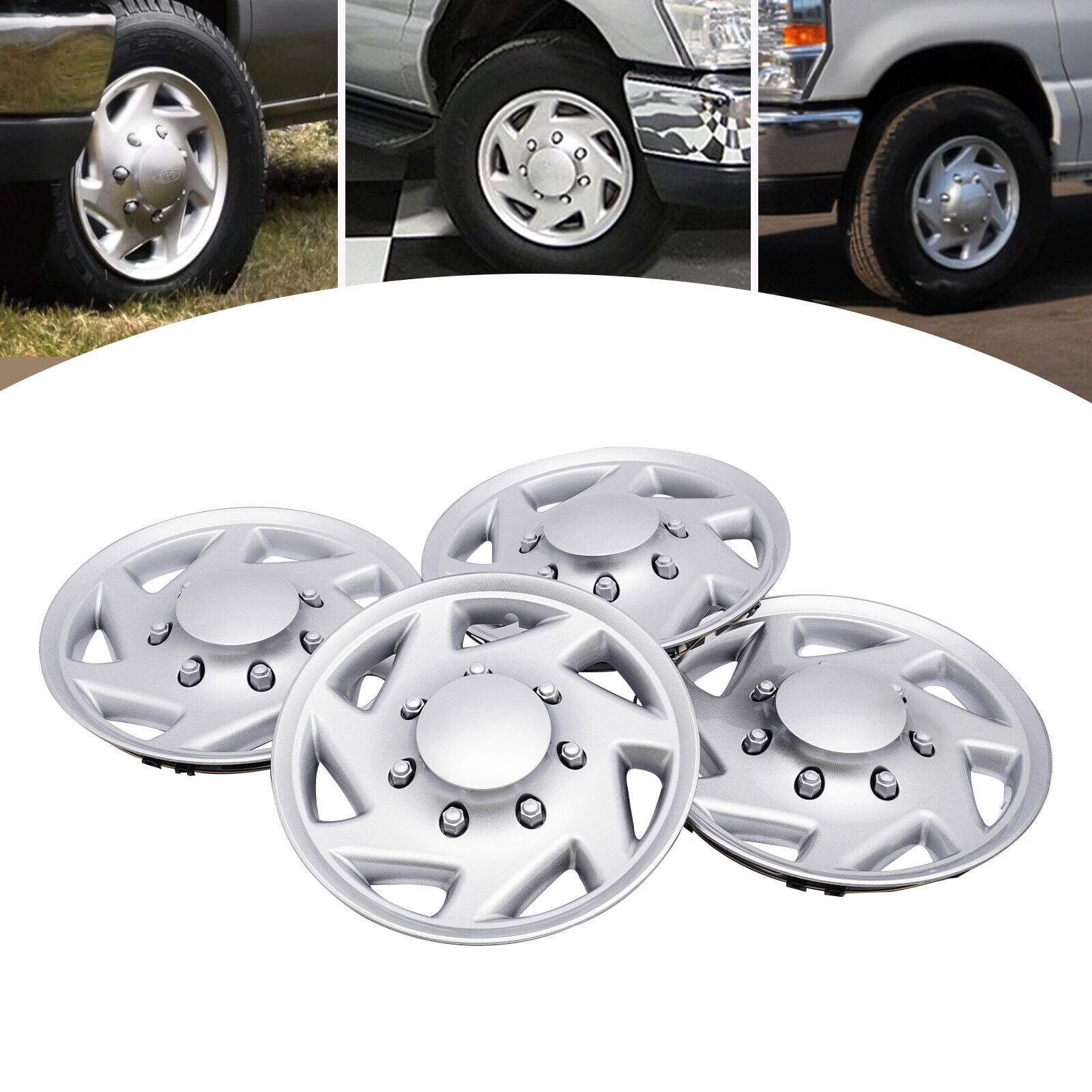 4-Pack Hub Caps for 99-18 Ford Econoline E250 E350 E450 8-Lug 16" Steel ...