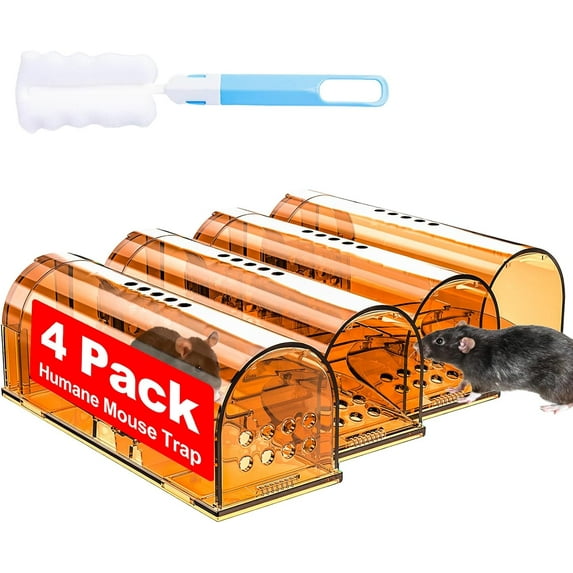4 Pack Humane Mouse Traps No Kill, Live Mouse Traps Indoor, Reusable ...