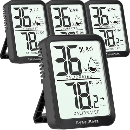 4 Pack Humidity Gauge, Room Thermometer for Home, Digital Hygrometer ...