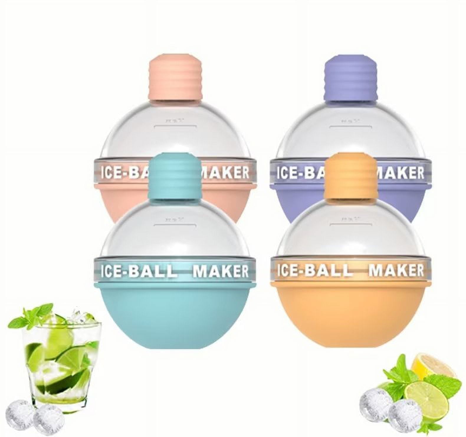 4 Pack Ice Ball Maker, Whiskey Ice Mold, Silicone Ice Cube Tray, 2.5 ...