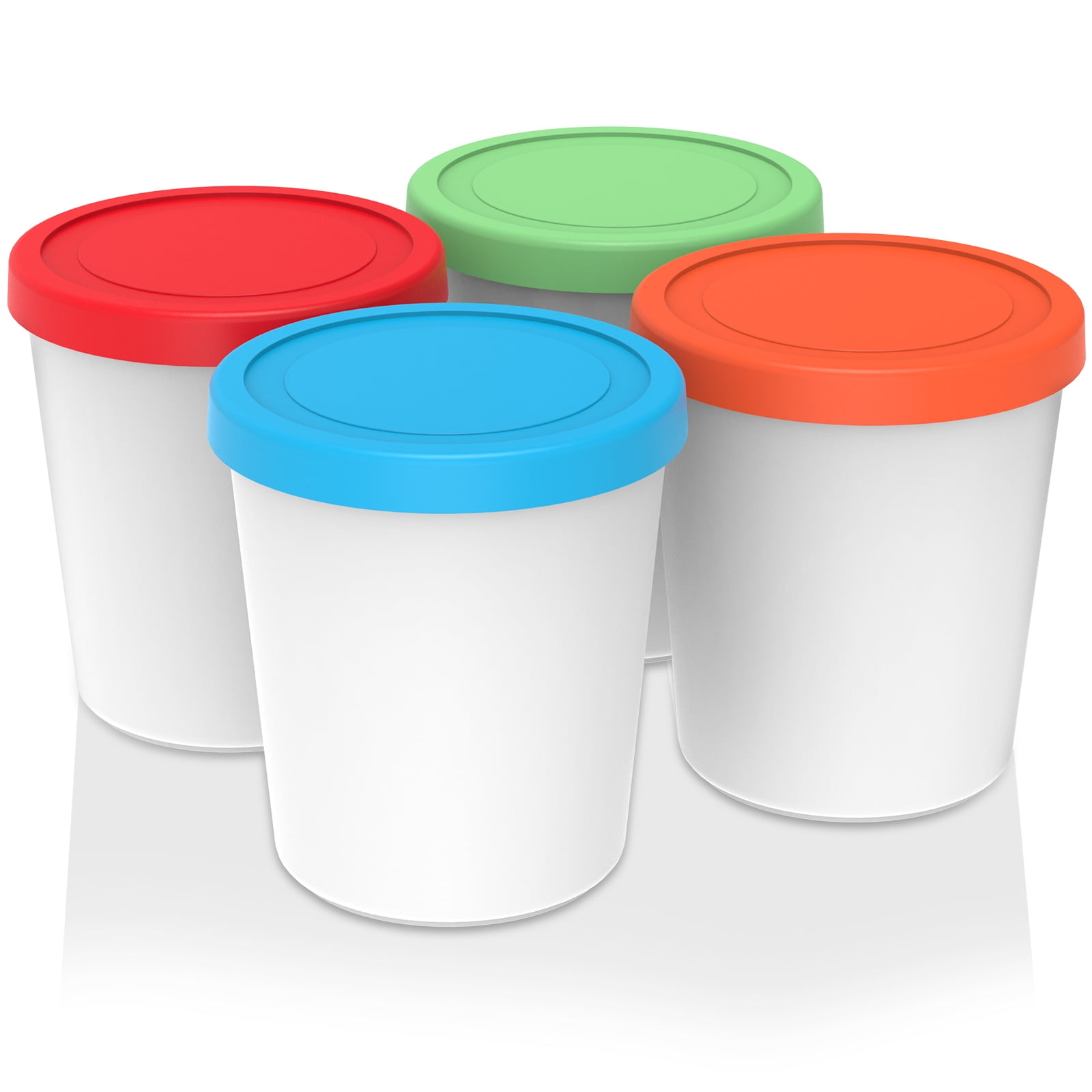 4 Pack Ice Cream Containers with Silicone Lids 1L Reusable Round ...