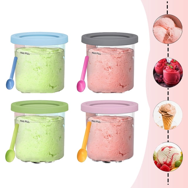 4 Pack Ice Cream Pint Containers Replacement for Ninja Creami Pints and ...