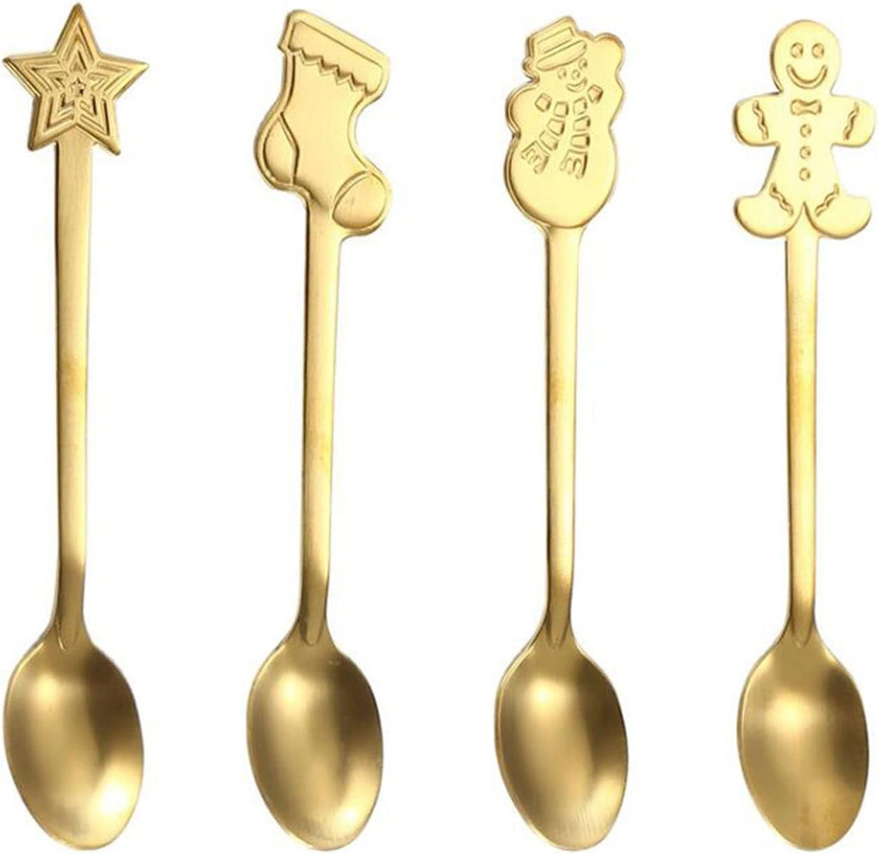 4 Pack Ice Cream Spoons Stainless Steel Stirring Spoons Coffee Spoon ...