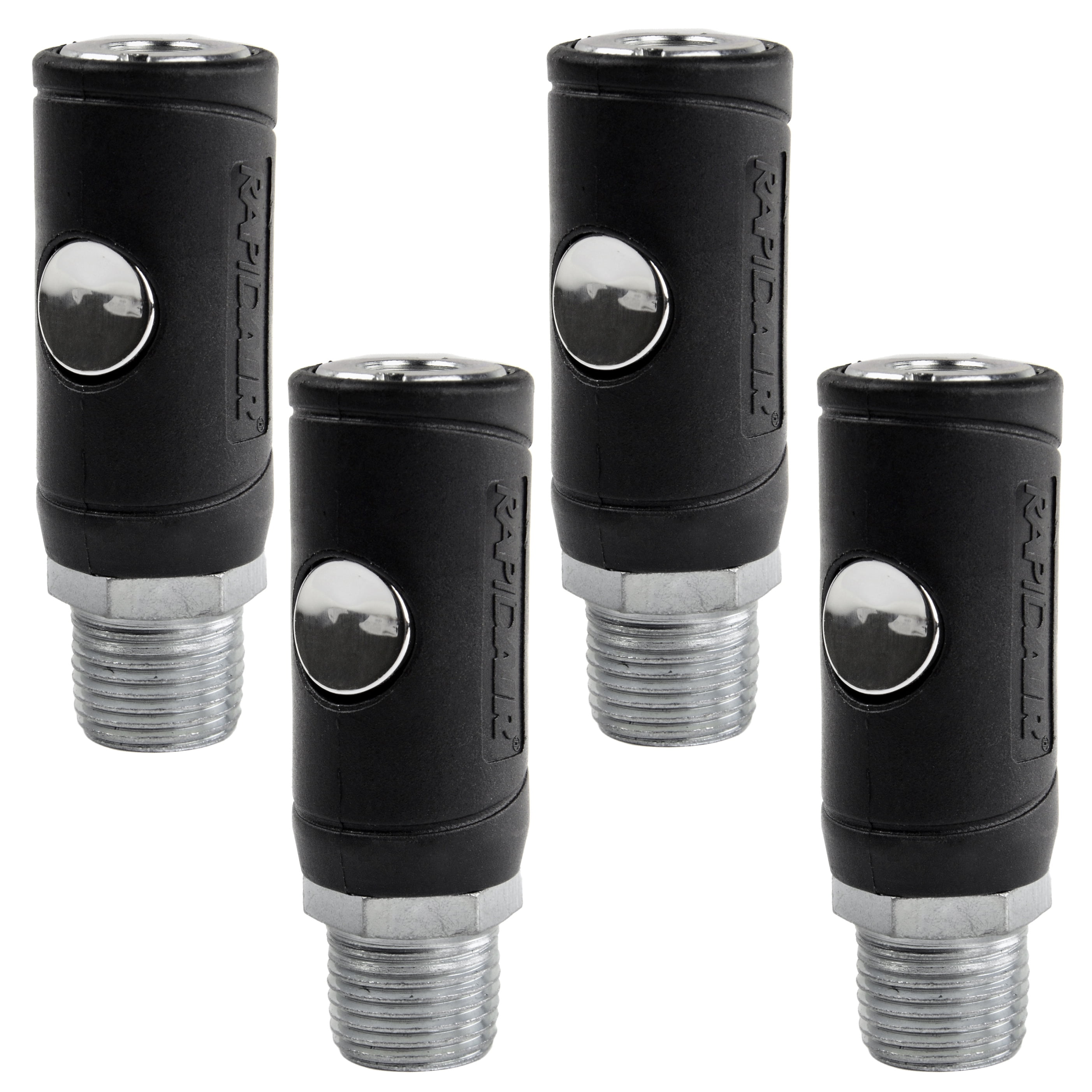 4 Pack Industrial Style Safety Air Plug Coupler 1/4" Body 1/2" MNPT ...