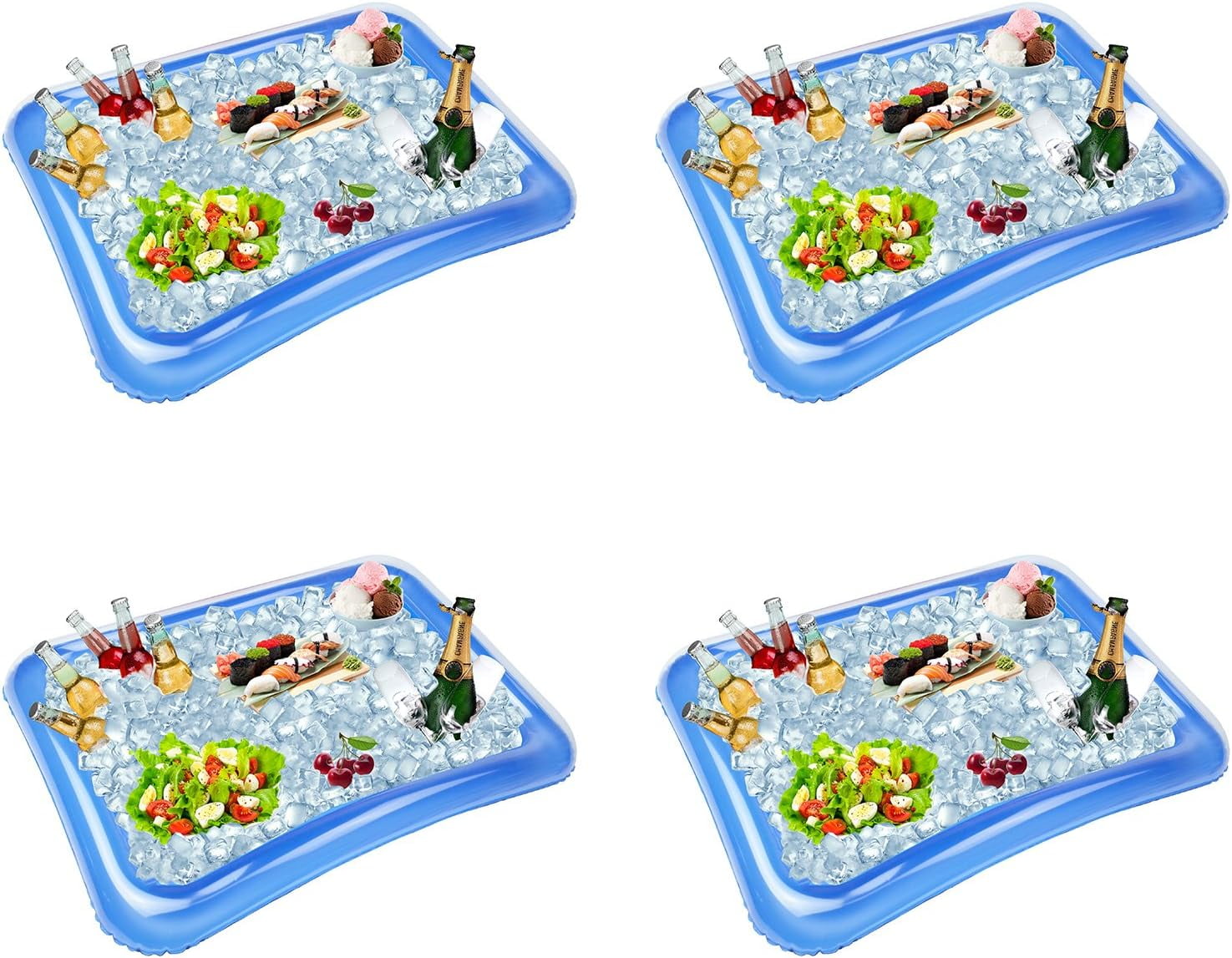 4-Pack Inflatable Ice Serving Bar Coolers for Parties, Salad BBQ Picnic ...