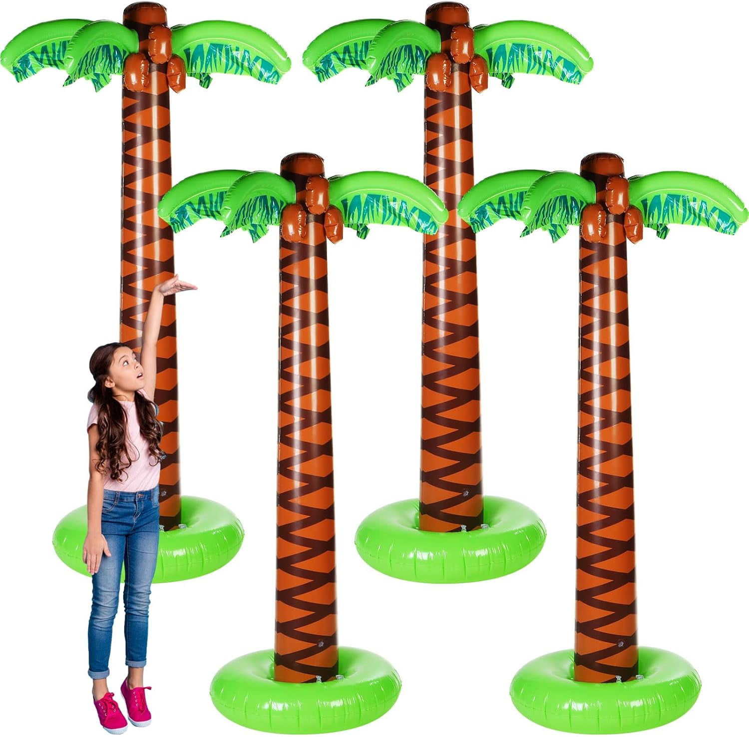 4 Pack Inflatable Palm Trees 5.5 Ft,Blow up Palm Tree Decorations for ...
