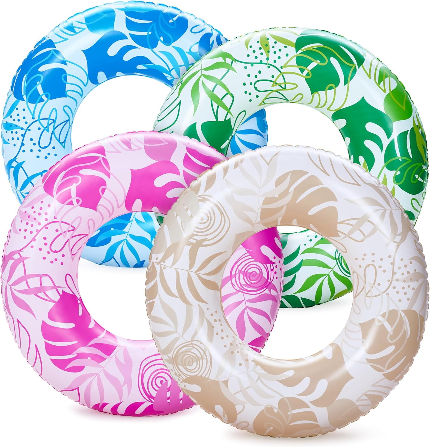 4 Pack Inflatable Pool Floats, Pool Tube Rings, Swim Tubes, Floaties ...