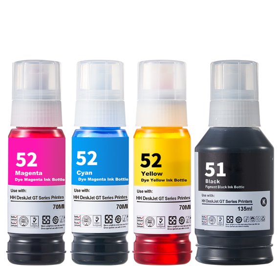 HEG GT51 GT53 Ink Bottle Replacement for Smart Tank Printers 4 Pack ...