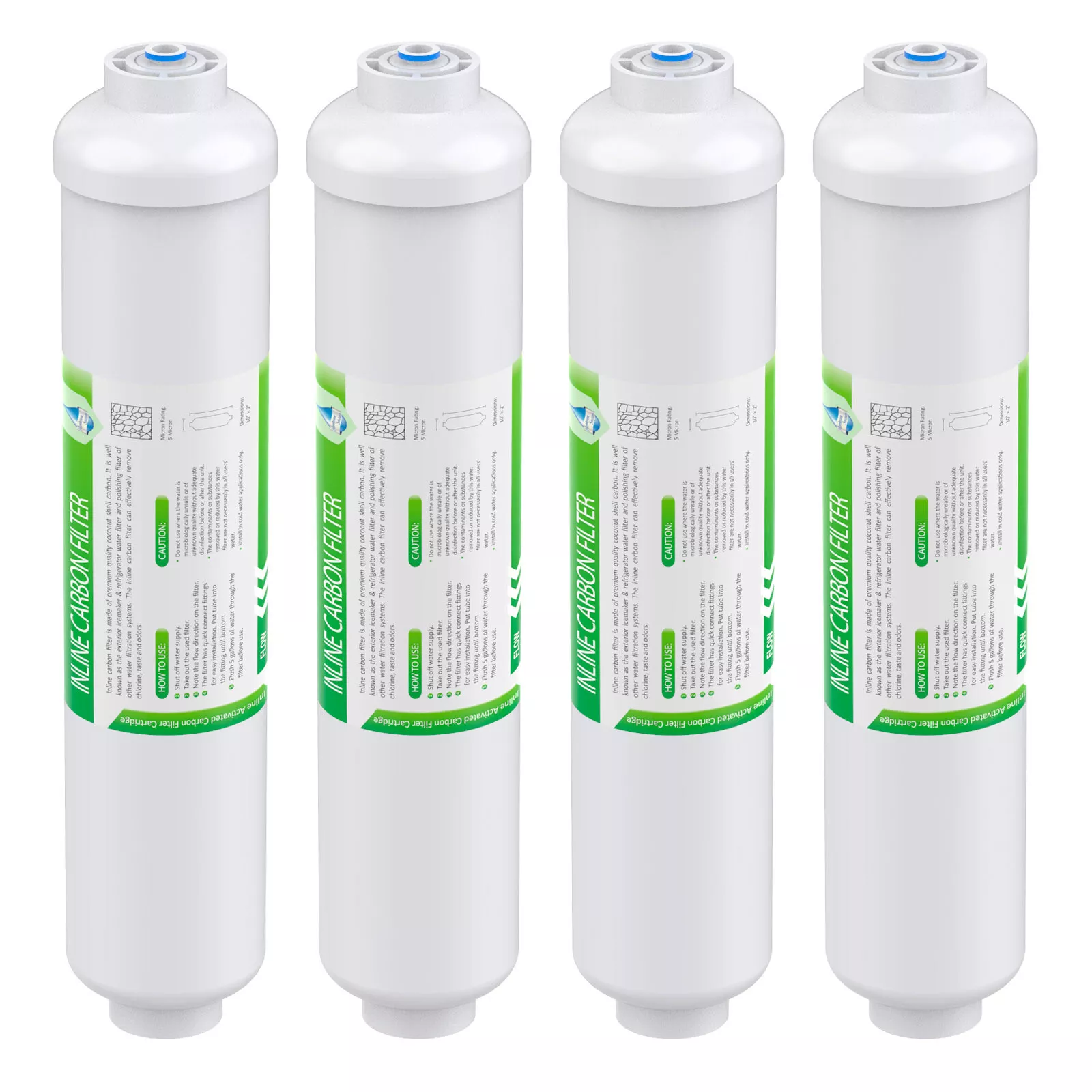 4 Pack Inline Post Carbon Water Filter Purifier Quick Connect 1/4" T33 10" x 2" - Walmart.com