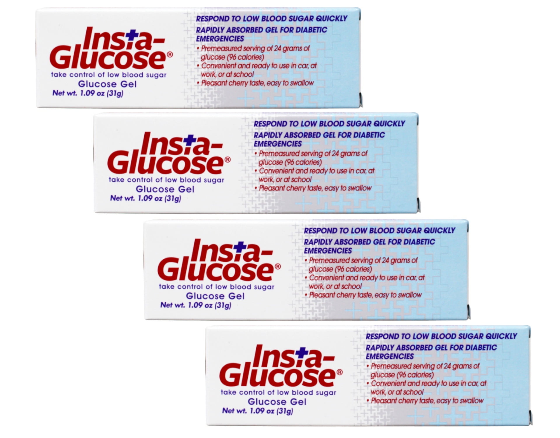 4 Pack - Insta-Glucose Gel, Respond to Low Blood Sugar Quickly Rapidly ...