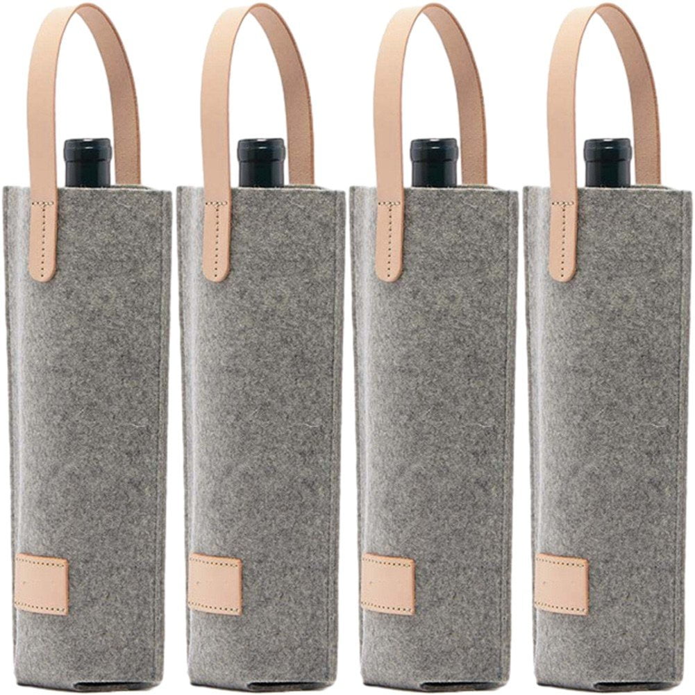 4-Pack Insulated Felt Wine Tote Bags, Single Bottle Carrier with ...