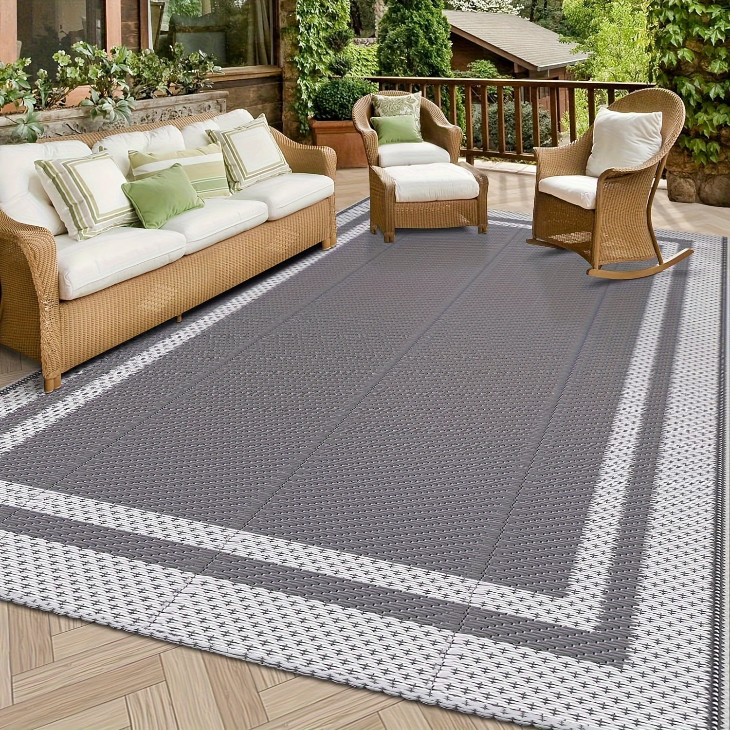 "4-Pack Interlocking Outdoor Carpet Tiles - Double-Sided PP Plastic ...