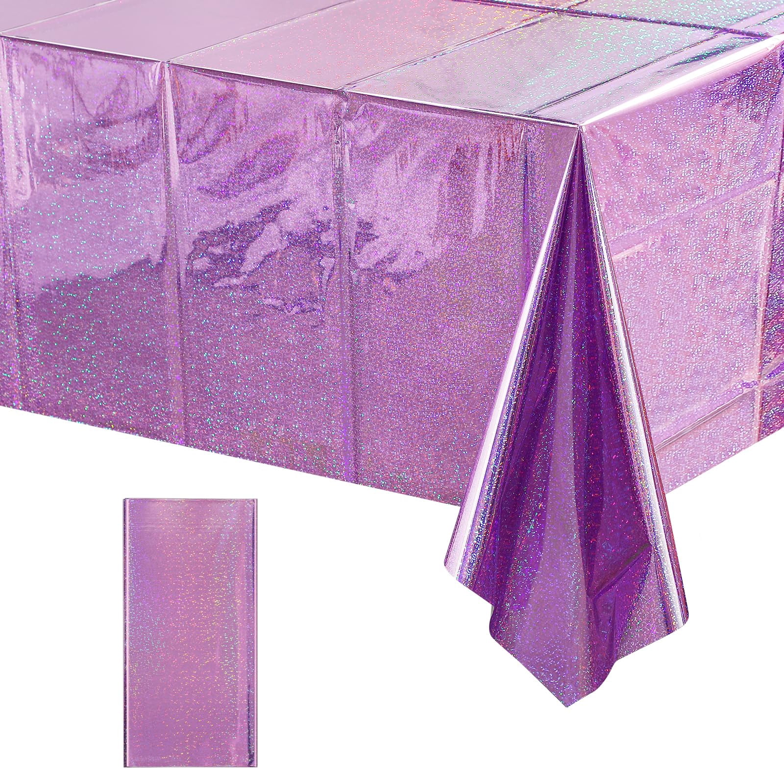 4 Pack Iridescent Disposable Plastic Tablecloths Holographic Foil ...