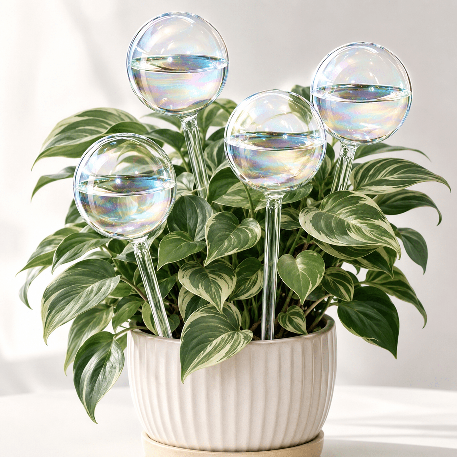 4 Pack Iridescent Glass Plant Watering Globes, 9 Inch Automatic ...