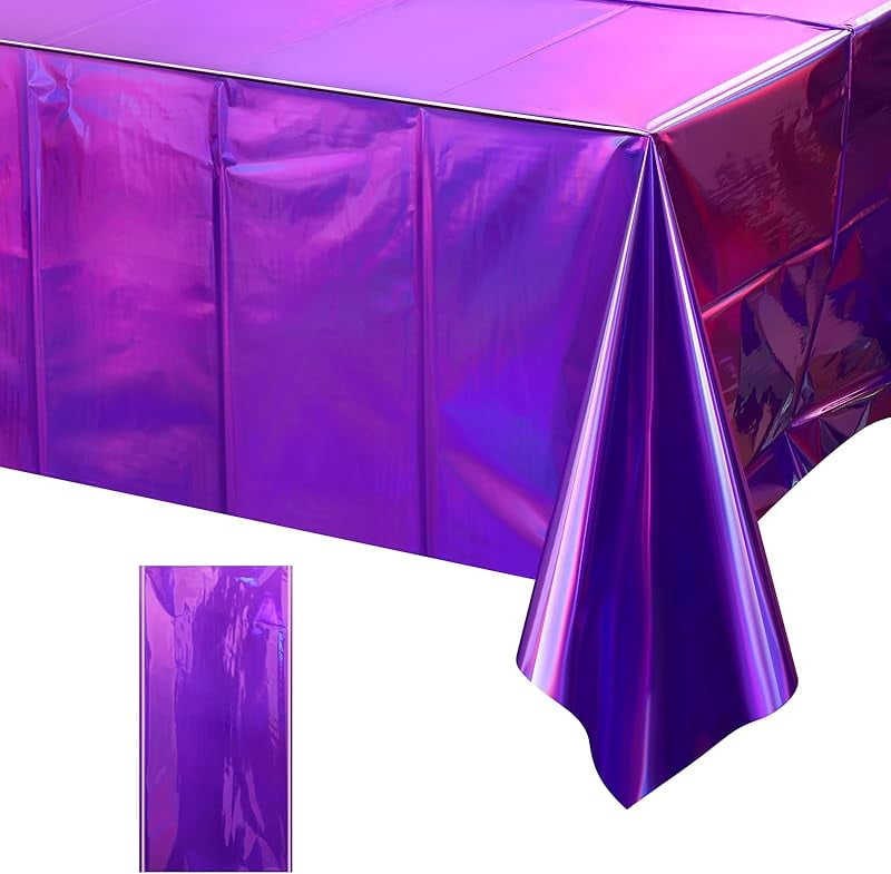 4 Pack Iridescent Pink Plastic Tablecloths, FunnyPars Shiny Disposable ...