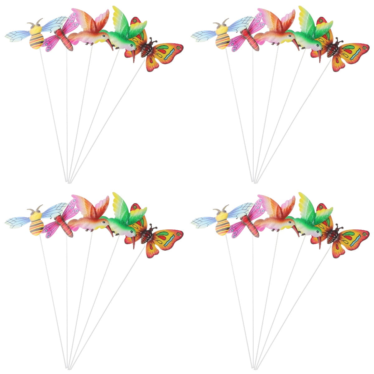 4 Pack Iron Hummingbird Butterfly Outdoor Plant Decorative Garden ...