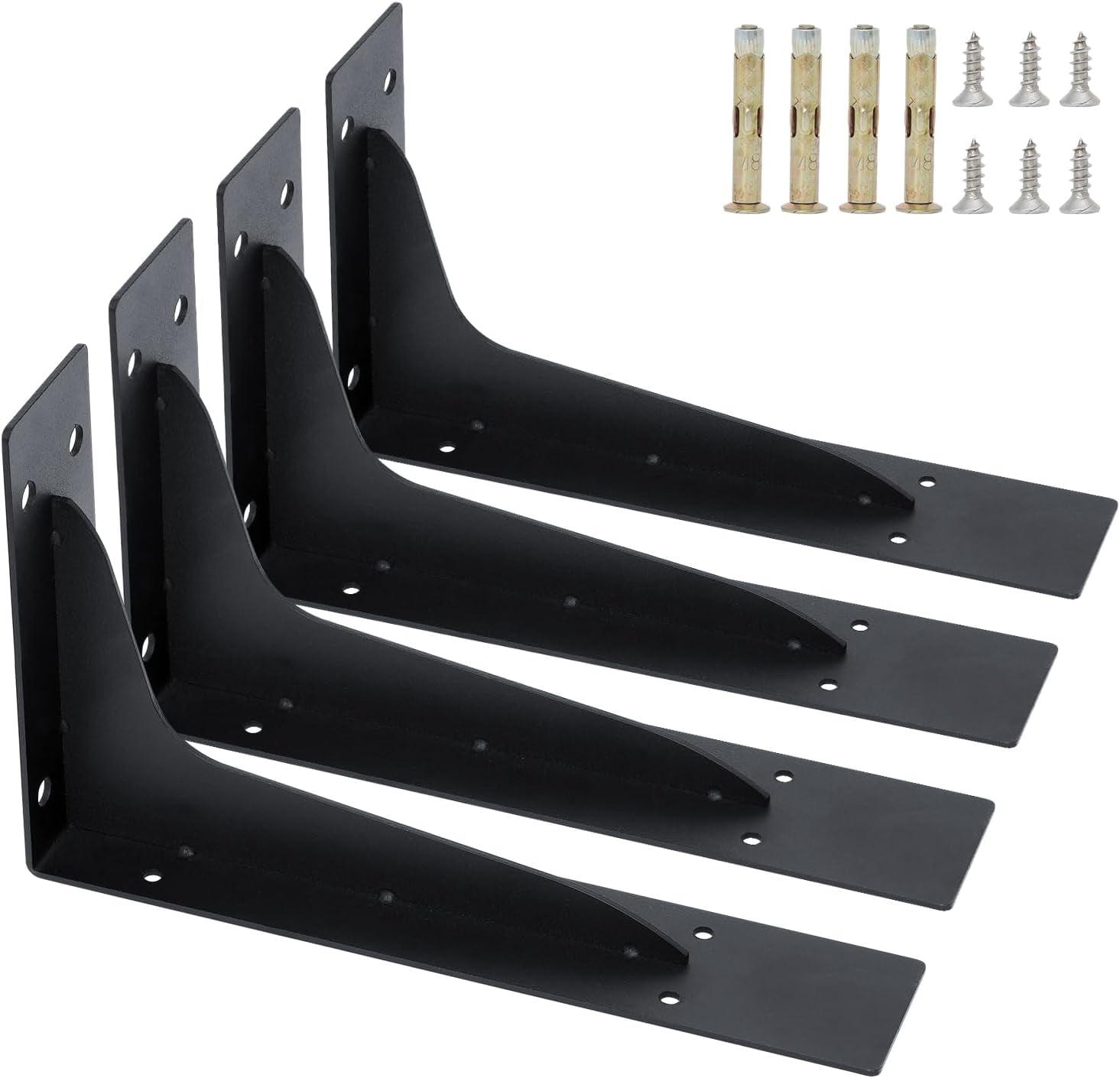 4 Pack Iron Wall Shelf Brackets 8 X 6 Inch, Heavy Duty White Shelf ...