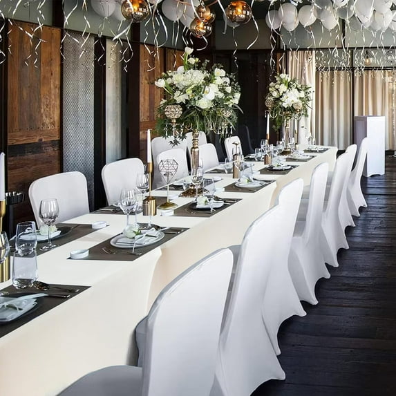 4 Pack Ivory Spandex Table Cloth for 6 foot Rectangle Folding Tables ...