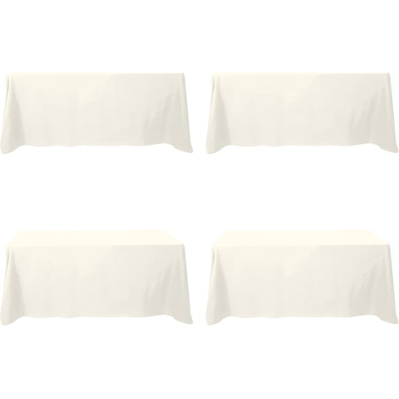4 Pack Ivory Tablecloths 90 x 132 Inch for 6ft Rectangle Tables - 150 ...