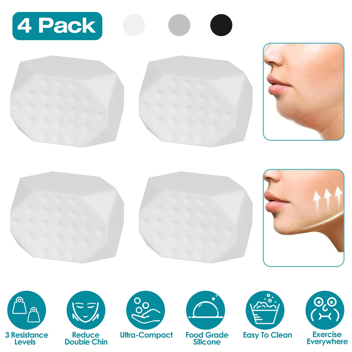4 Pack Jaw Exerciser for Men & Women Teqhome Silicone Jawline Exerciser ...