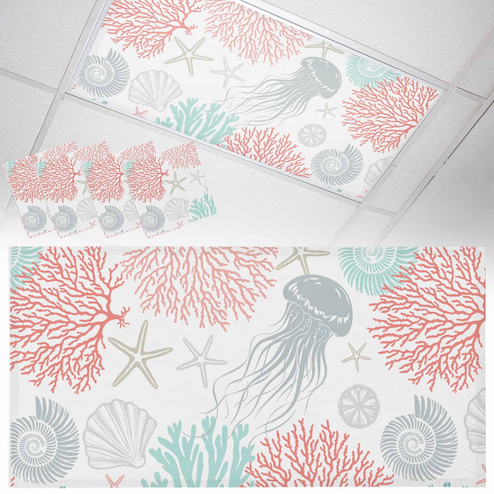 4 Pack Jellyfish Starfish Fluorescent Light Covers for Ceiling Lights ...