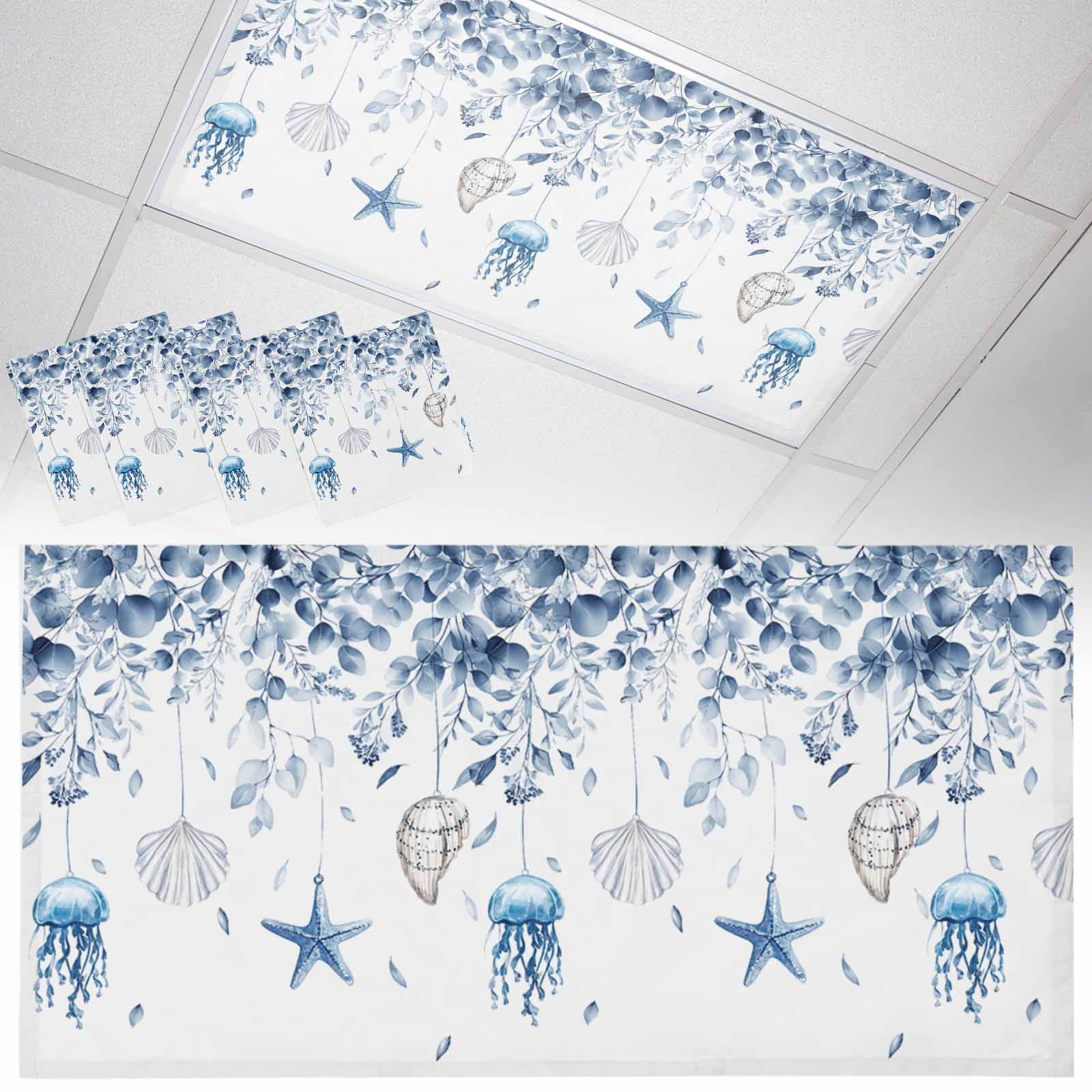 4 Pack Jellyfish Starfish Shells Fluorescent Light Covers for Ceiling ...