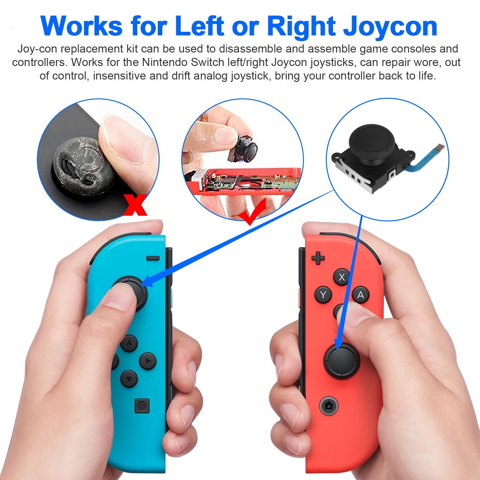 4 Pack Joycon Joysticks, Replacement Joystick Analog Thumb Sticks for ...